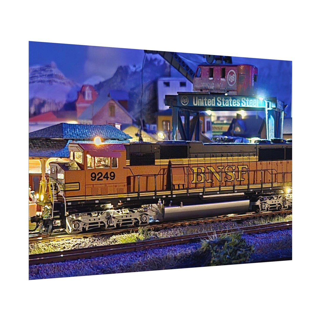 Model Railroad Wall Art, BNSF Heritage II Train Room Decor, Office ...