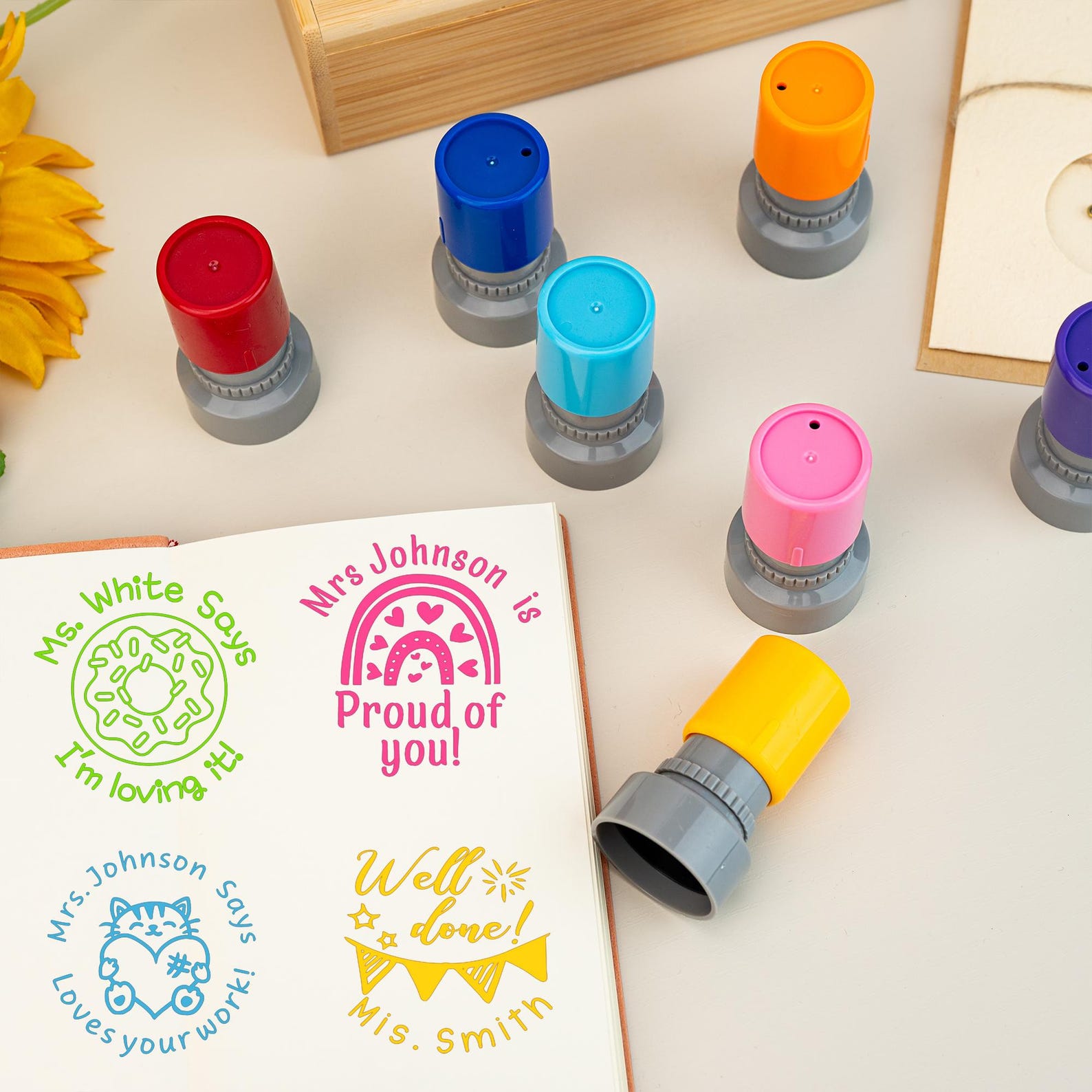 Personalized Teacher Stamp/checked by Stamp/good Job Stamp/best Review ...