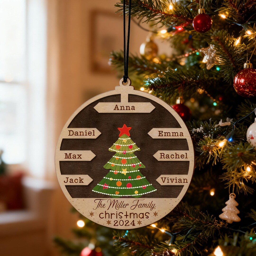 Personalized Family Names Christmas Ornament, Wood Tree Decor - Etsy