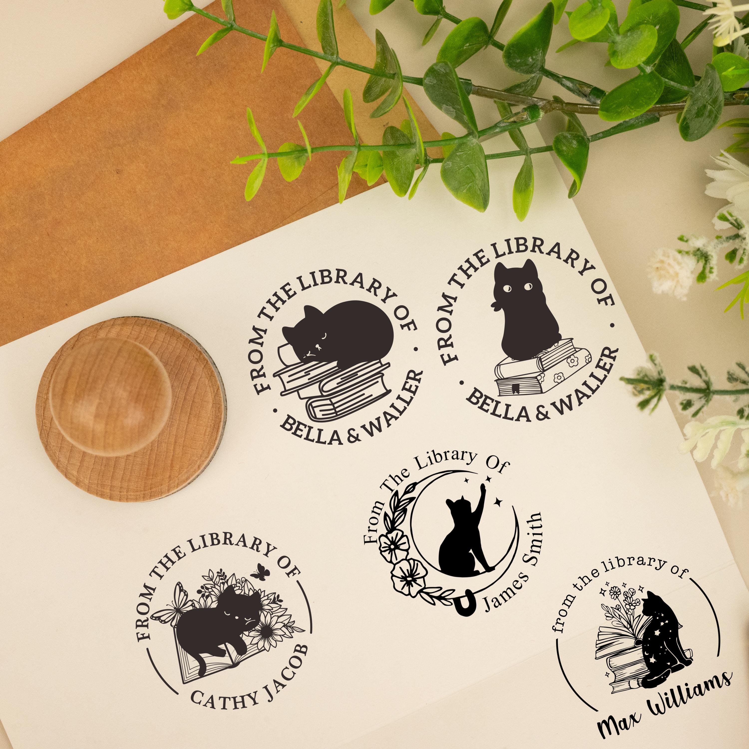 Personalized From Library of Stamp, Custom Library Stamp, Black Cat ...