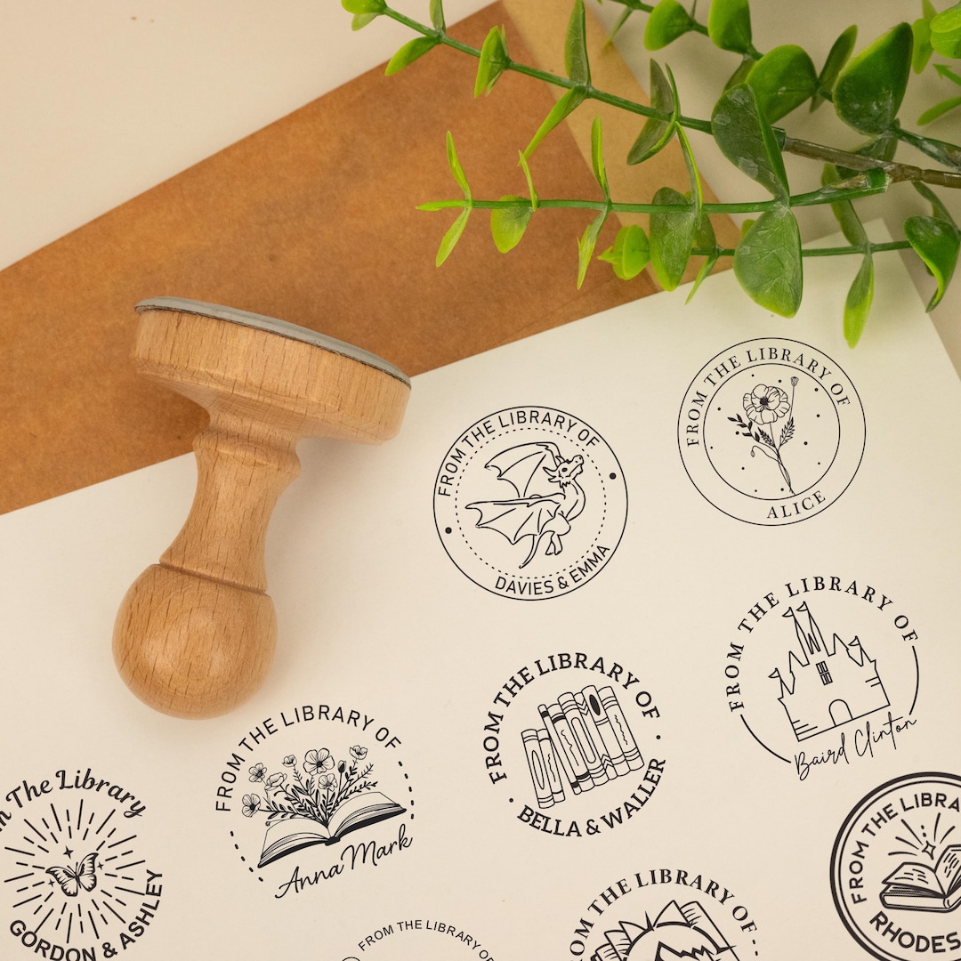 Personalized Library Book Stamp | Custom Wooden Embosser - Etsy
