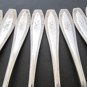 Antique Pastry Forks HR Monogram, Wellner Alpacca Germany, Set of 8 ...