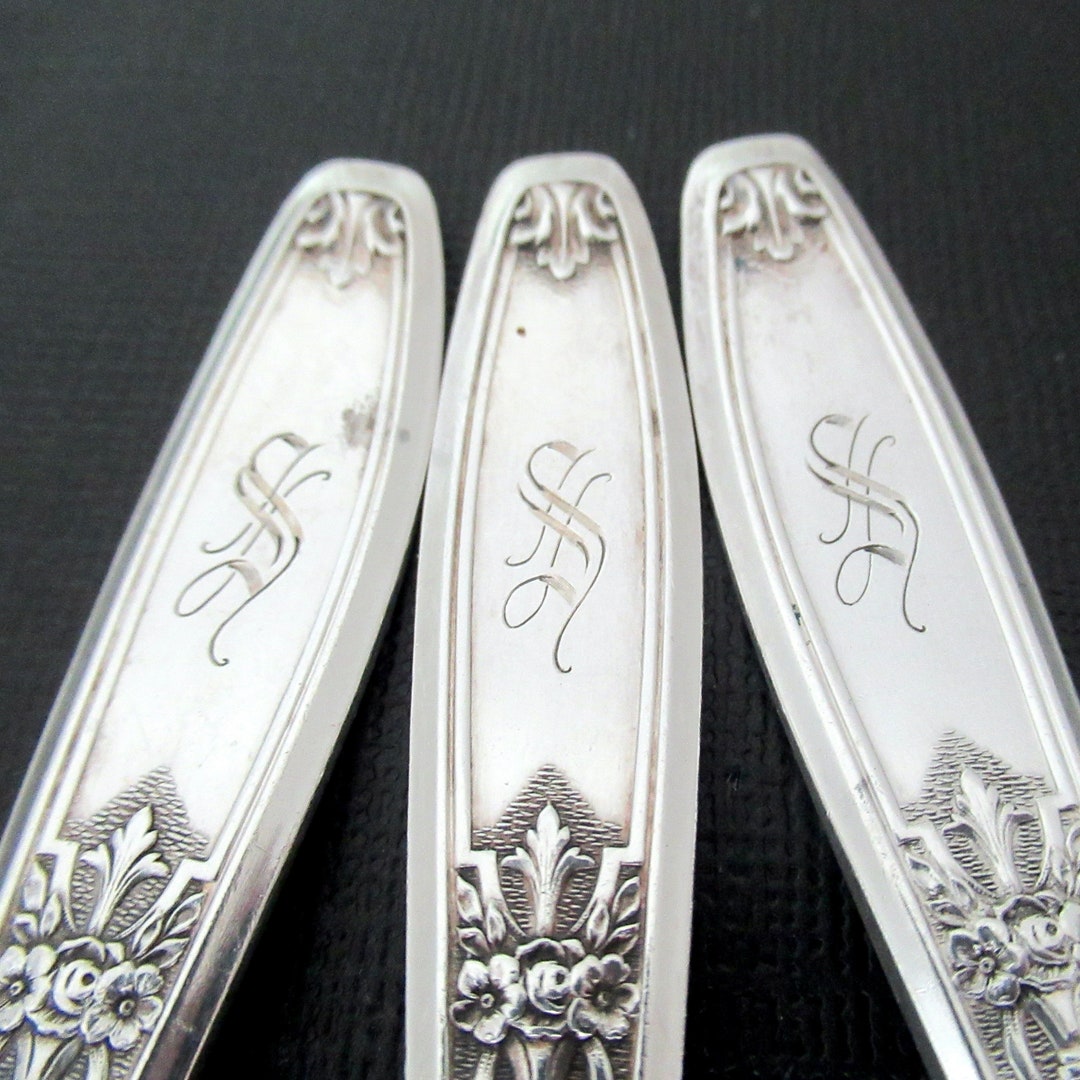 Antique S Monogrammed Silverplate Teaspoons, Ambassador 1919 by 1847 ...