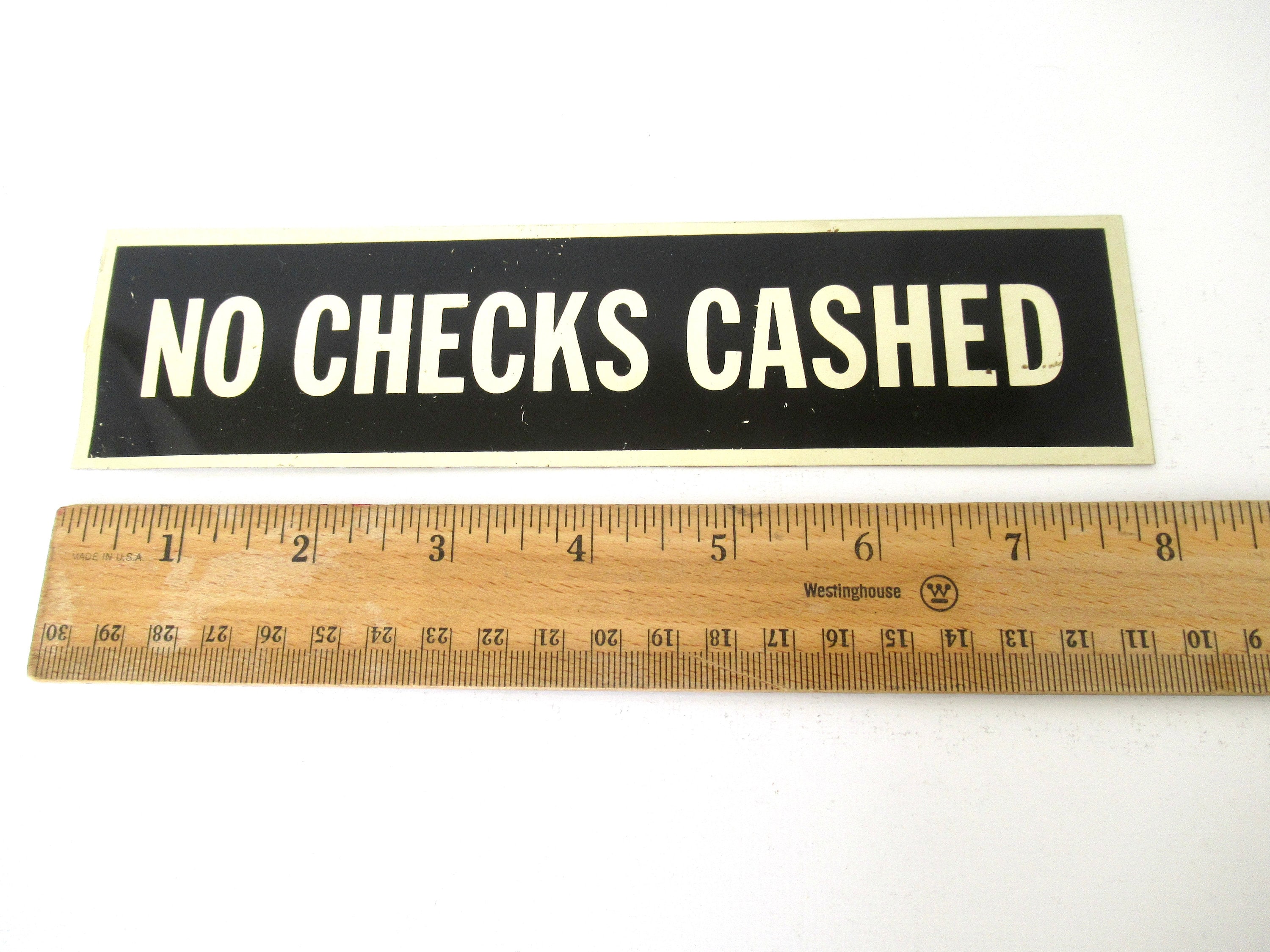 Vintage NO CHECKS CASHED Sign Thin Brass Metal Industrial | Etsy