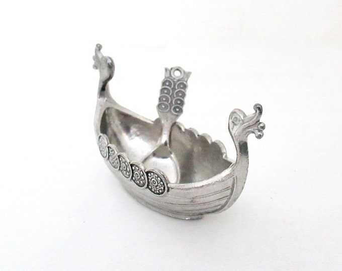 Vintage Norge Viking Ship, Open Salt Cellar Dip With Spoon, Norwegian ...