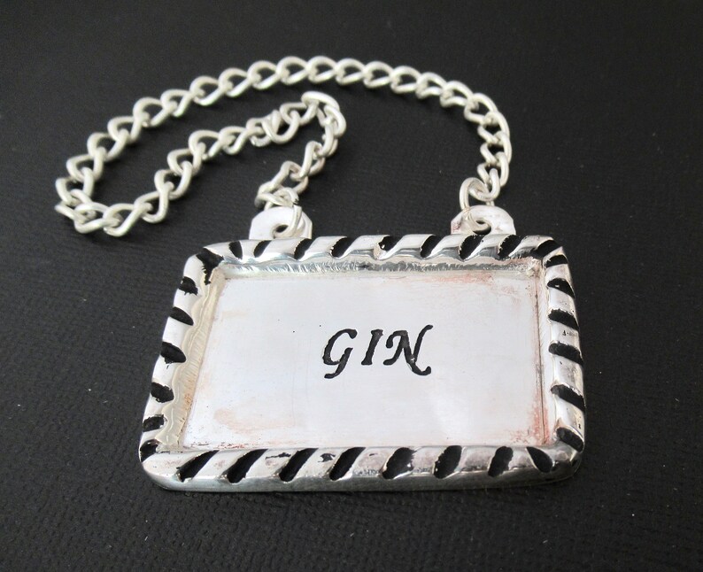 Vintage GIN Liquor Tag Metal Decanter Bottle Tag Alcohol - Etsy