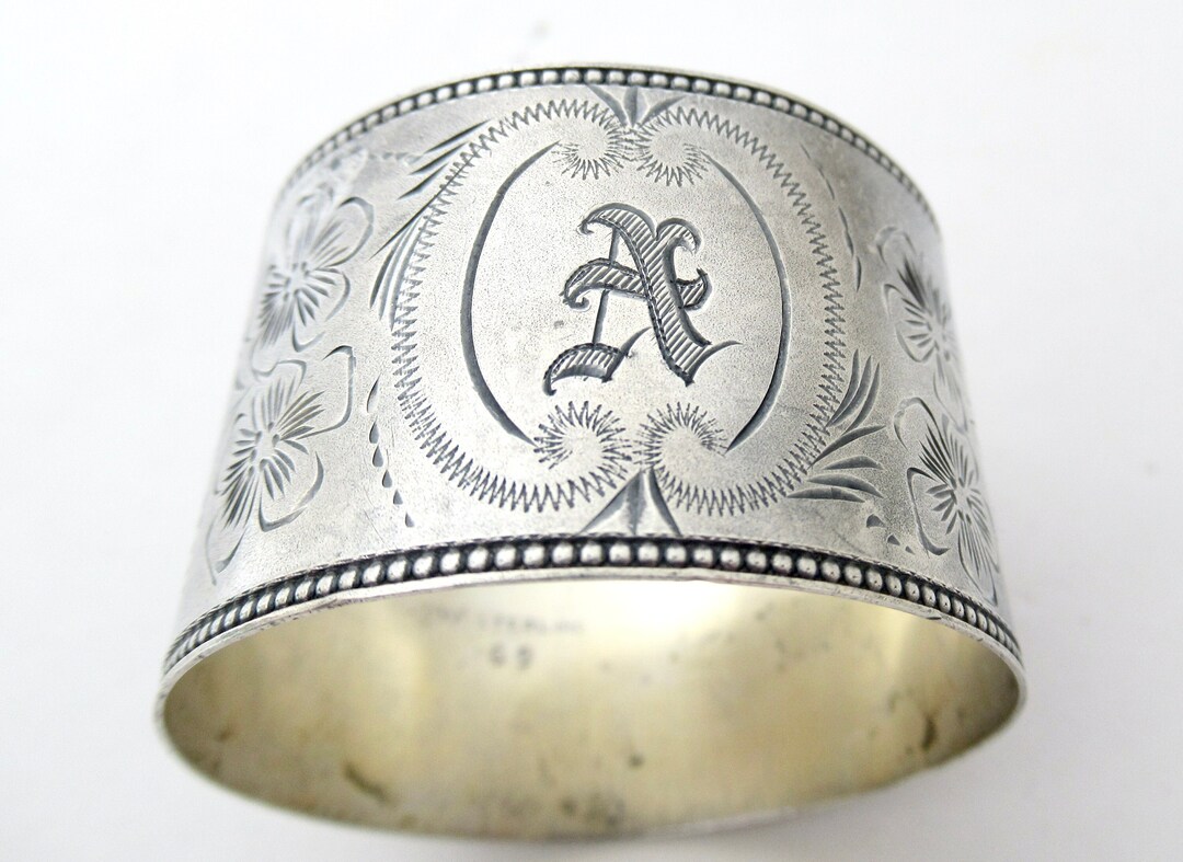 Antique A Monogram Sterling Silver Napkin Ring by Watrous Mfg Co ...