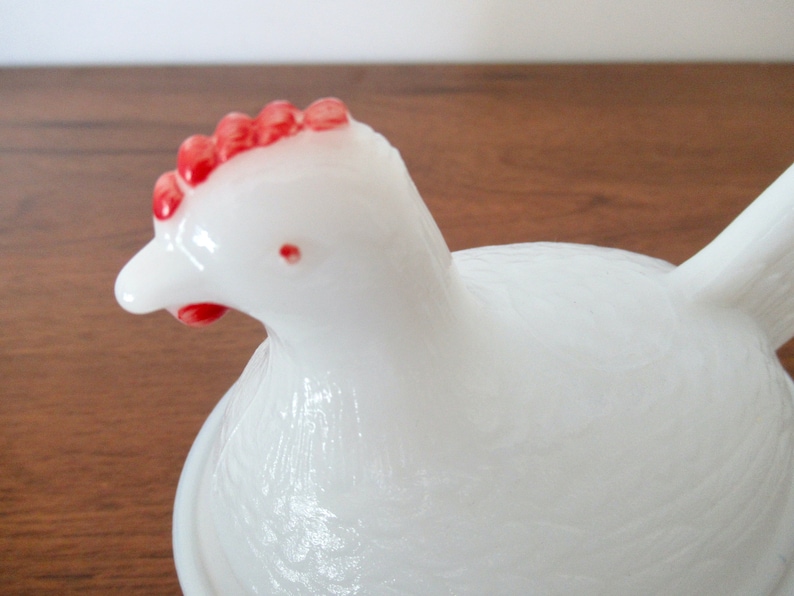 Vintage Milk Glass Chicken Rooster Dish Covered Lidded Bowl - Etsy
