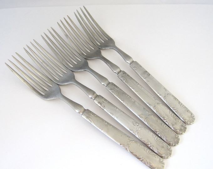 Antique Panama Silver Forks, Indented Handle Set of 5 - Etsy