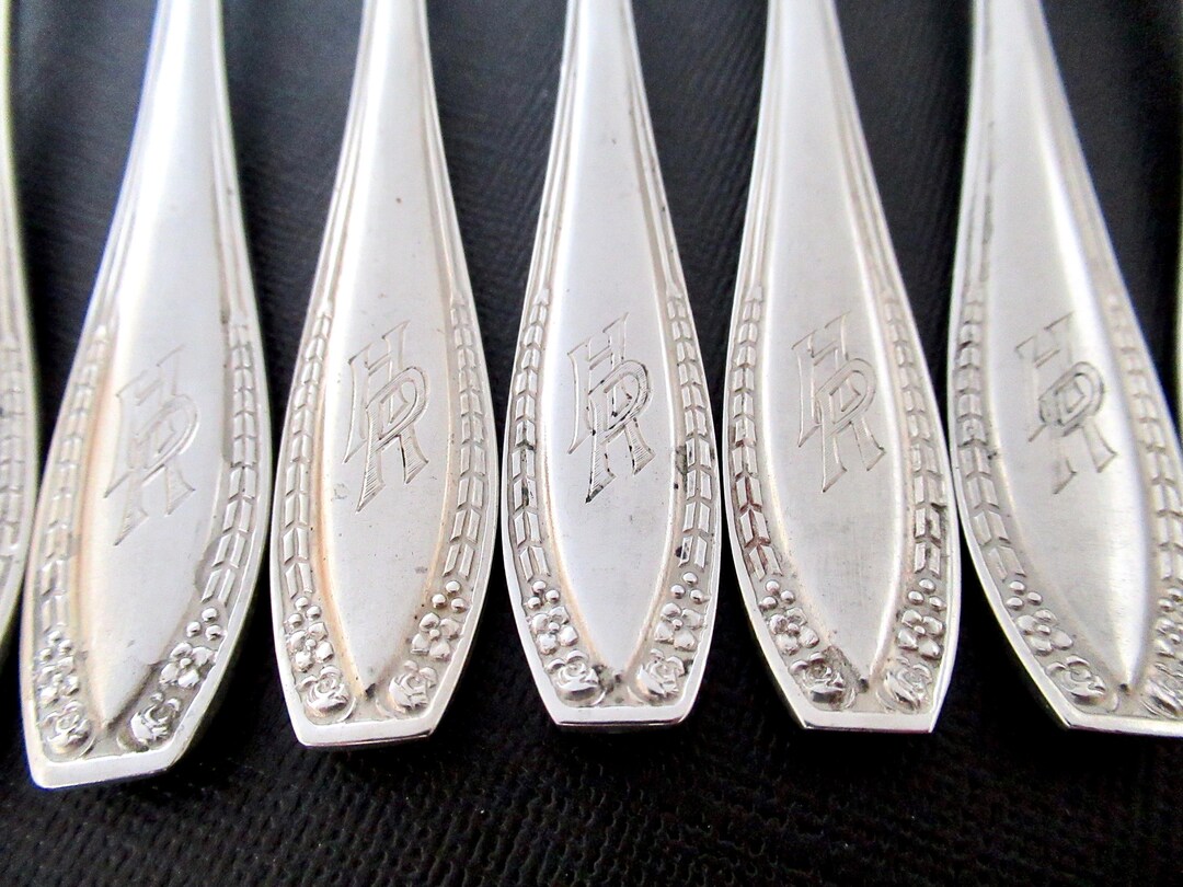 Antique Pastry Forks HR Monogram, Wellner Alpacca Germany, Set of 8 ...