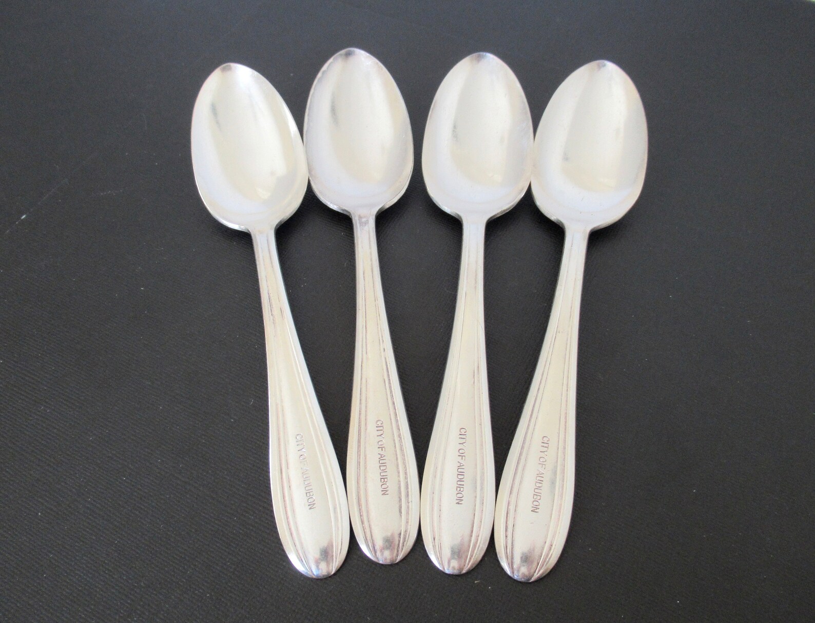 City of Audubon Silverplate Place Spoons Antique Hotel - Etsy