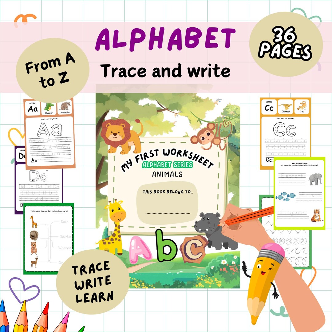 Alphabet Tracing Worksheets Printable Letter Tracing Workbook Preschool ...