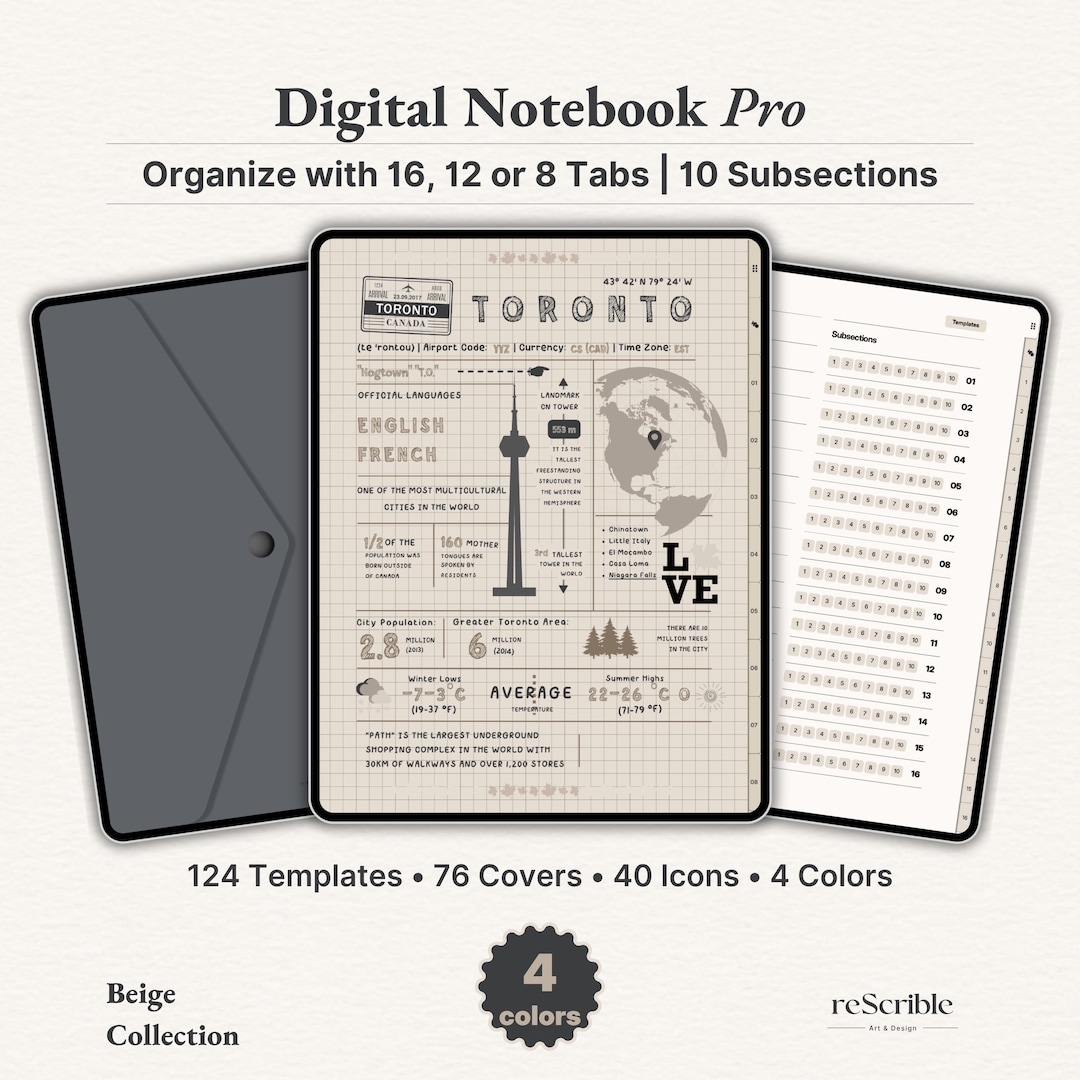 Tabbed Digital Notebook for Goodnotes, Notability, Noteshelf (digital ...