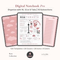 Portrait Digital Notebook for Goodnotes and Notability , Colourful Tabs ...