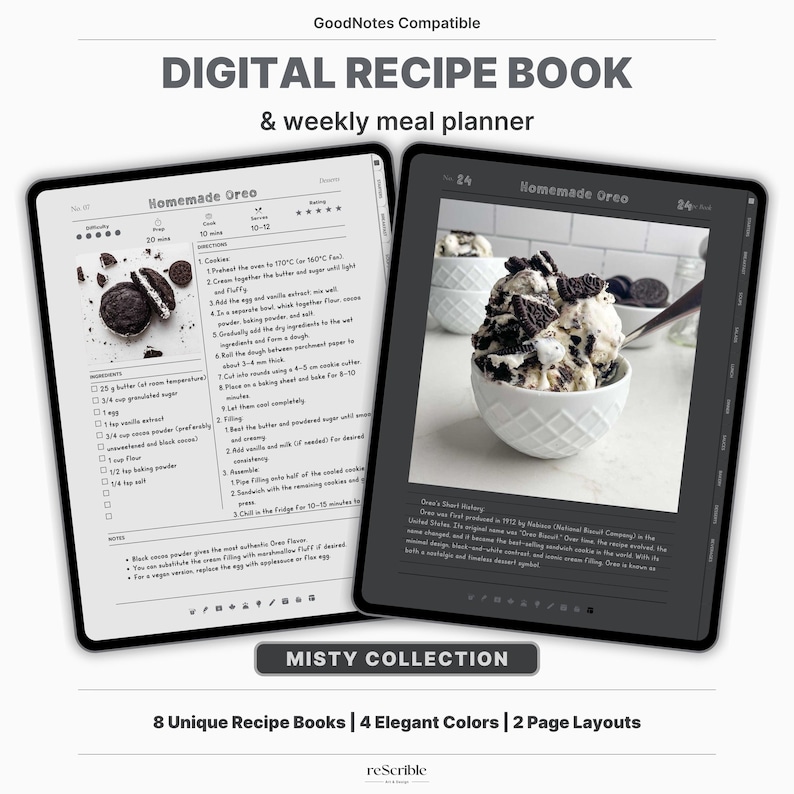 Digital Cookbook Template, Meal Planner, Recipe Organizer (digital ...