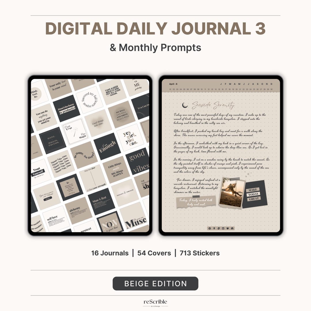365 Days Digital Diary: Electronic Daily Journal Prompts, Online ...
