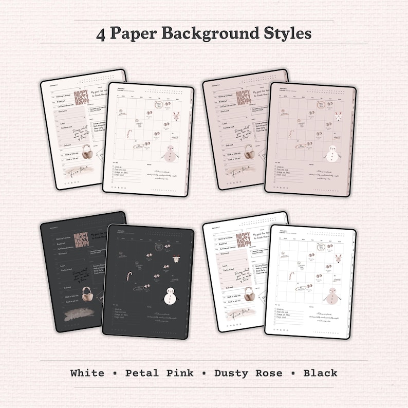 Undated All-in-one Digital Planner | Rose Collection, Hyperlinked PDF ...