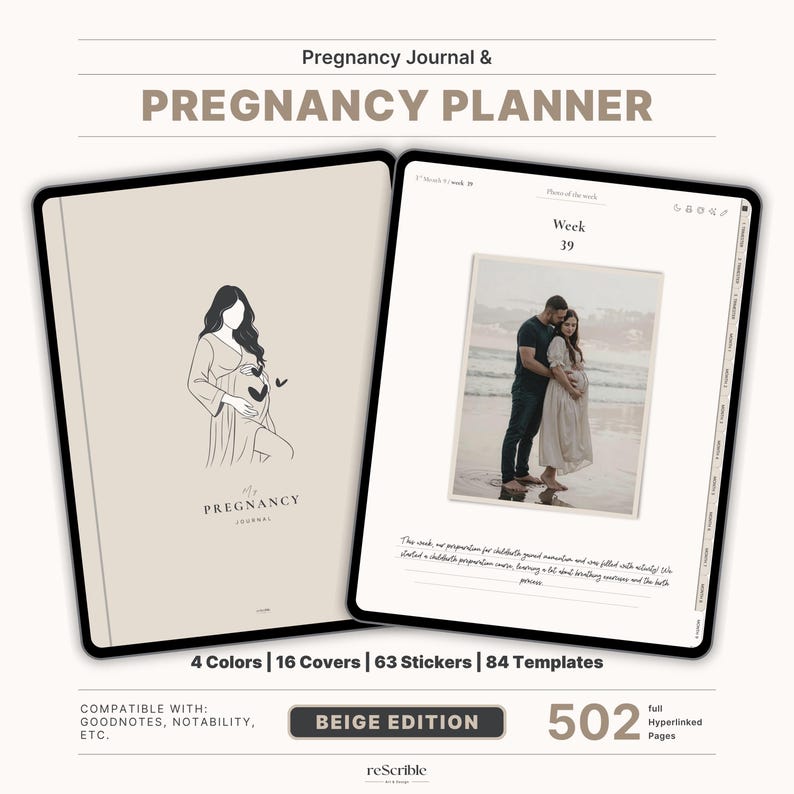 Weekly Pregnancy Journal, Digital Planner, Baby Registry (PDF) - Etsy