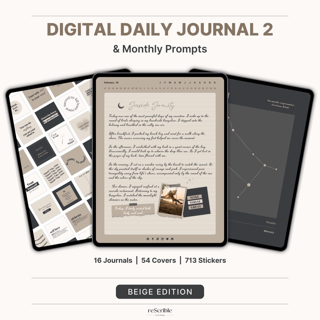 365 Days Digital Journal: Daily Prompts, Mood Tracker (goodnotes ...