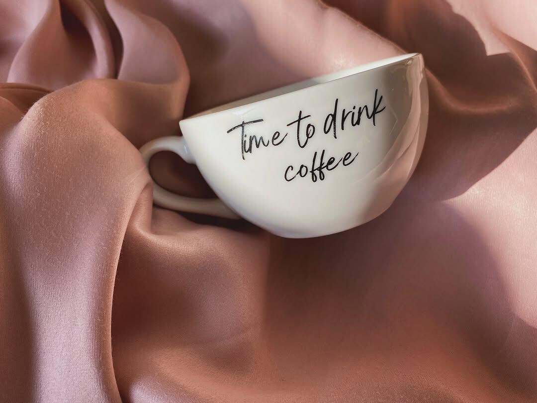 Elegant Coffee Mug 'time to Drink Coffee' Design - Etsy