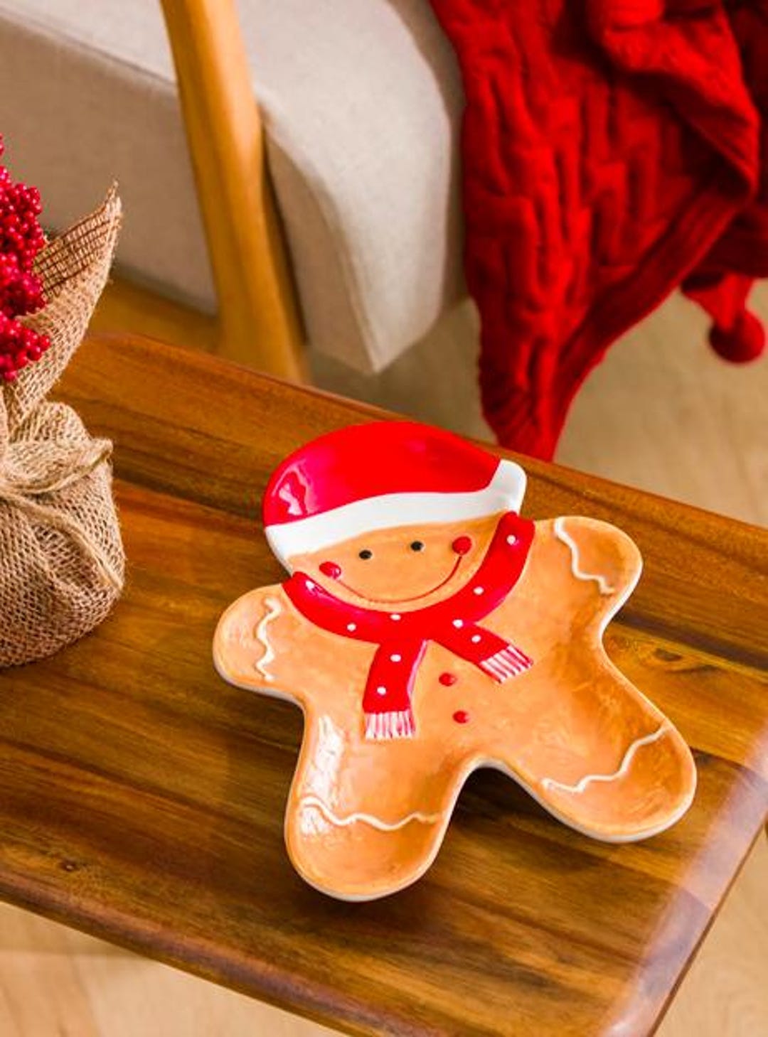 Festive Gingerbread Man Ceramic Plate by Minoa Ceramics - Etsy