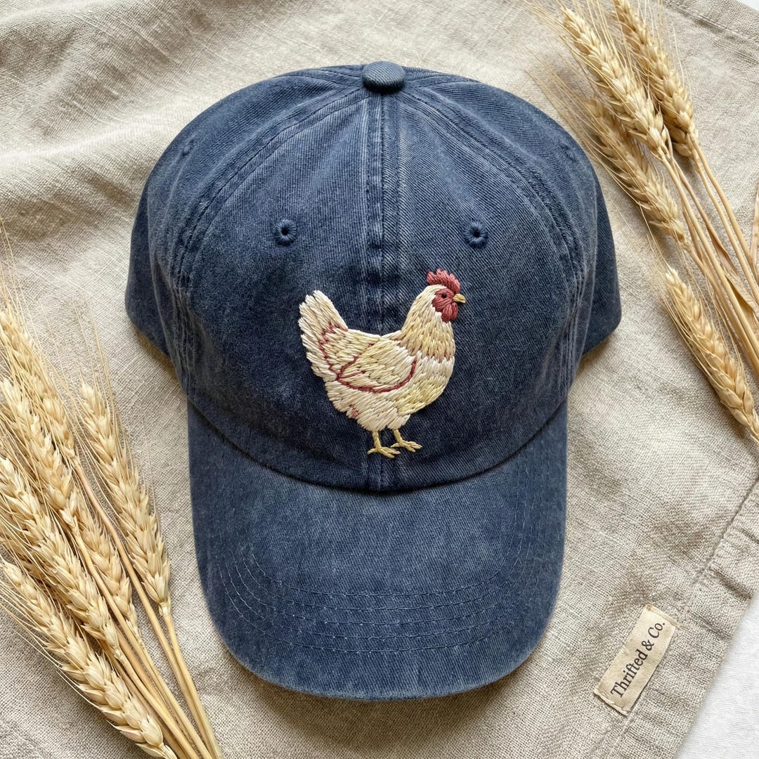 Embroidered Washed Dad Cap, Chicken Lover Gift, Hen Embroidered Hat ...