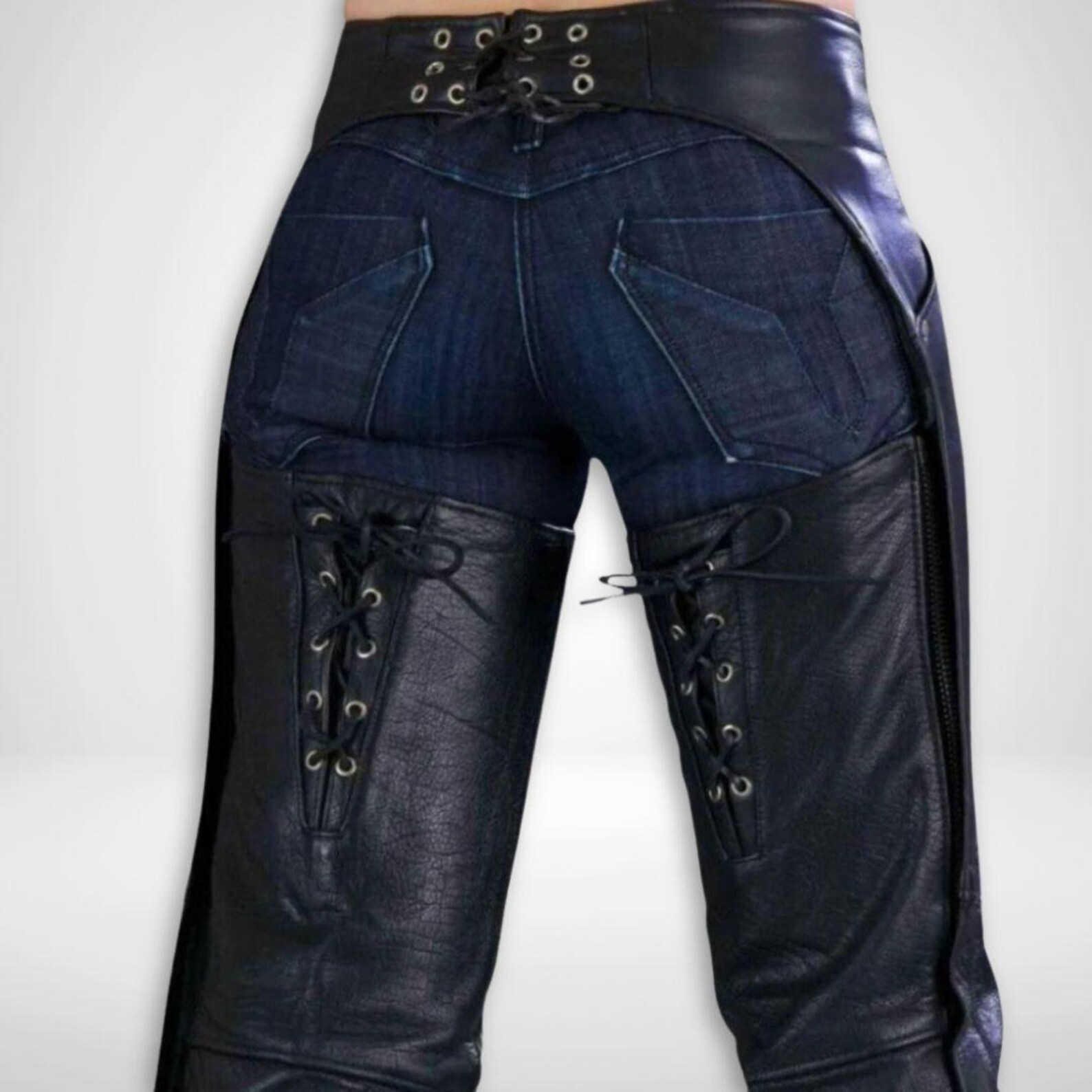 Women’s Bootcut Leather Chaps | Jean-style Pockets | Handcrafted Real ...