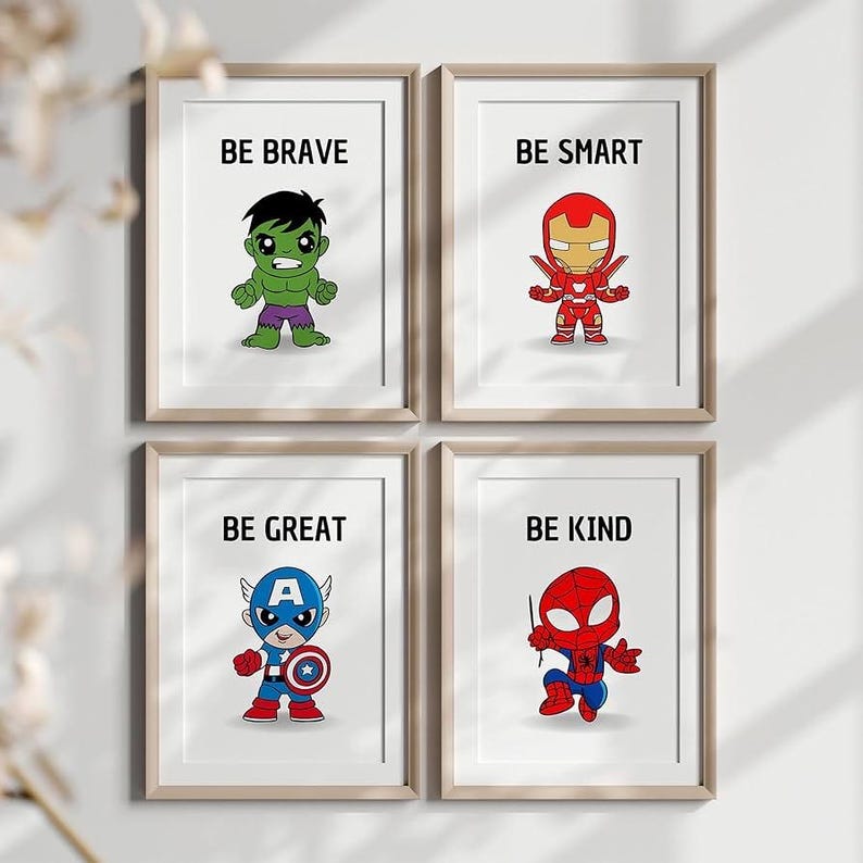 Superhero Prints Set: Positive Affirmations, Playroom Decor (A4 Digital ...