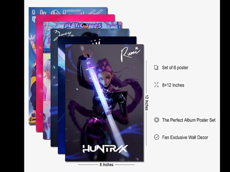 Kpop Demon Hunters Anime Prints | Set of 6 Wall Art (digital Download ...