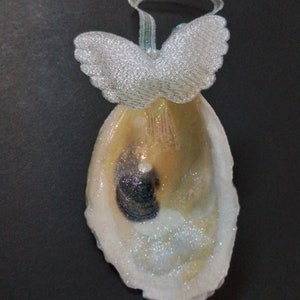 Iridescent Oyster Shell Angel Christmas Tree Ornament - Angel Tree ...
