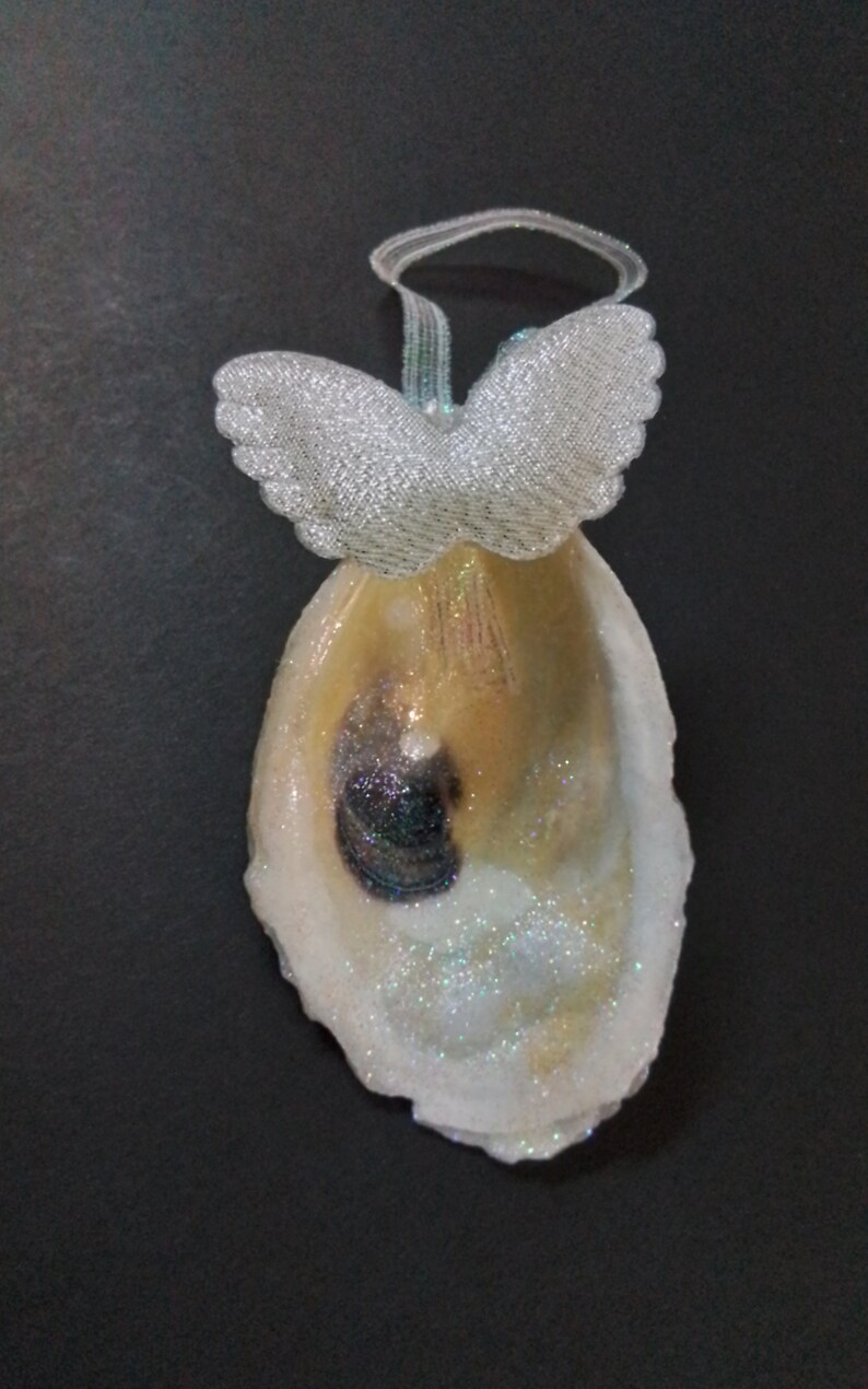 Iridescent Oyster Shell Angel Christmas Tree Ornament - Angel Tree ...