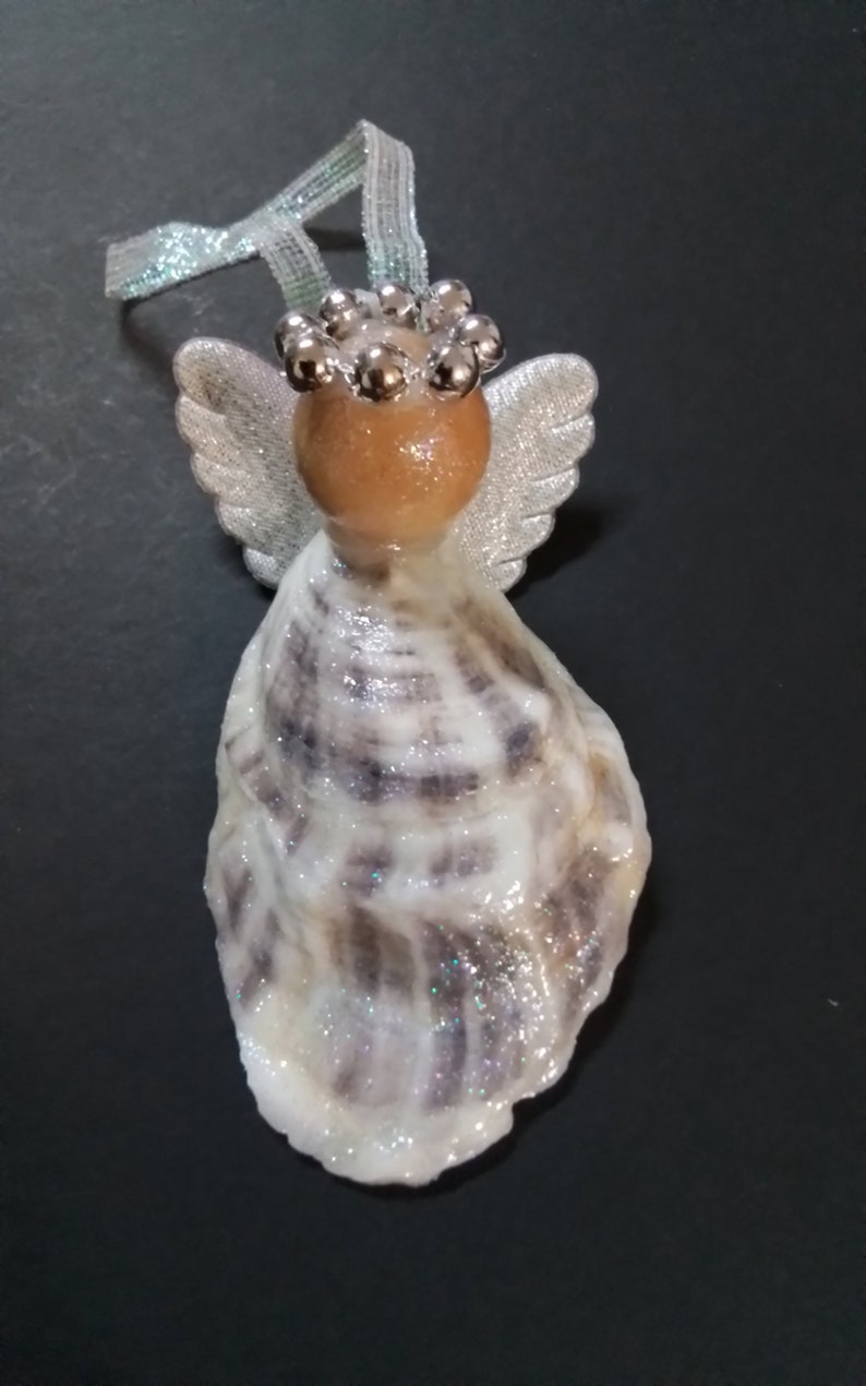Iridescent Oyster Shell Angel Christmas Tree Ornament Angel Tree ...