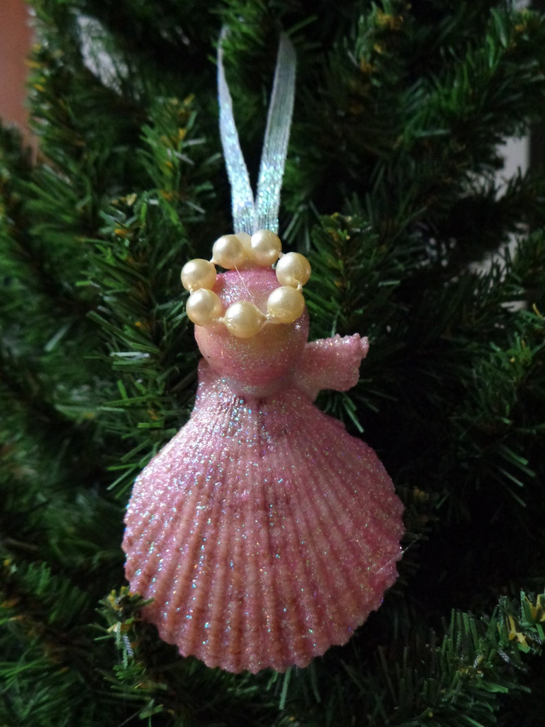Pink Pectin Shell Angel Christmas Tree Ornament Beach Tree Decoration ...