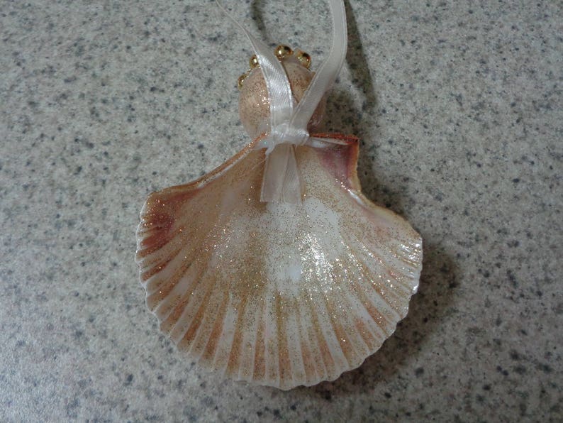 Large Iridescent Shell Angel Christmas Tree Ornament Beach - Etsy