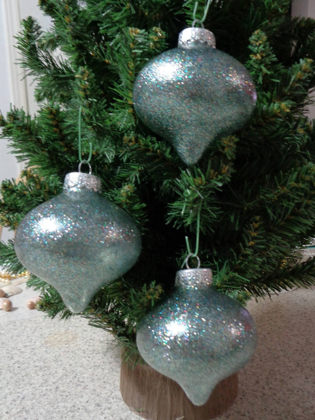 Set of 3 Multi Colored Glass Tops Christmas Tree Ornaments - Etsy