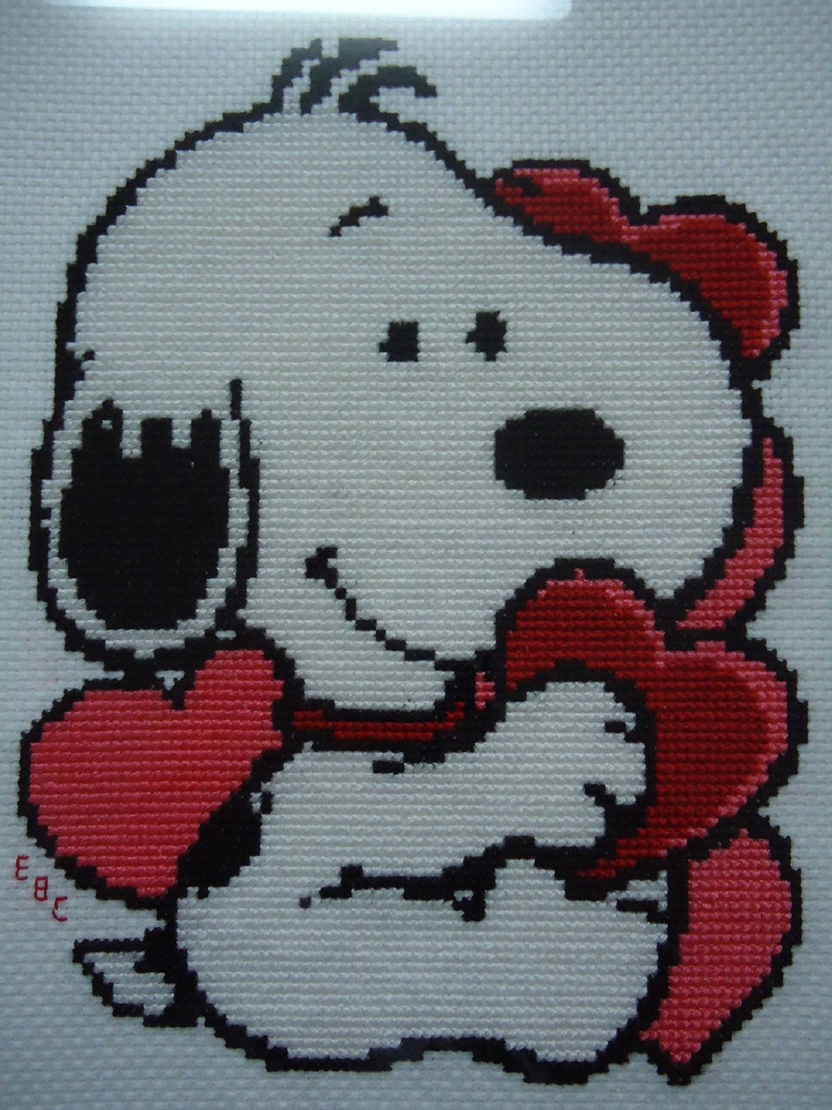 Baby Snoopy With Hearts Large Cross Stitch Picture Wall | Etsy
