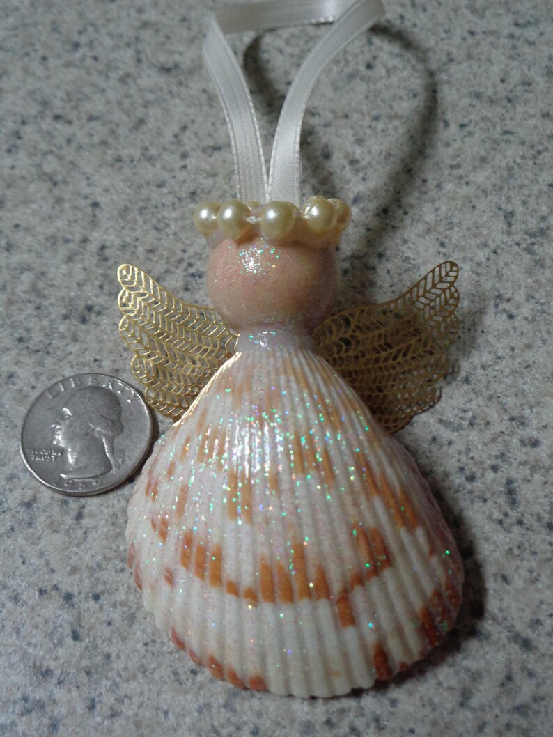 Medium Iridescent Heart Cockle Shell Angel Christmas Tree - Etsy