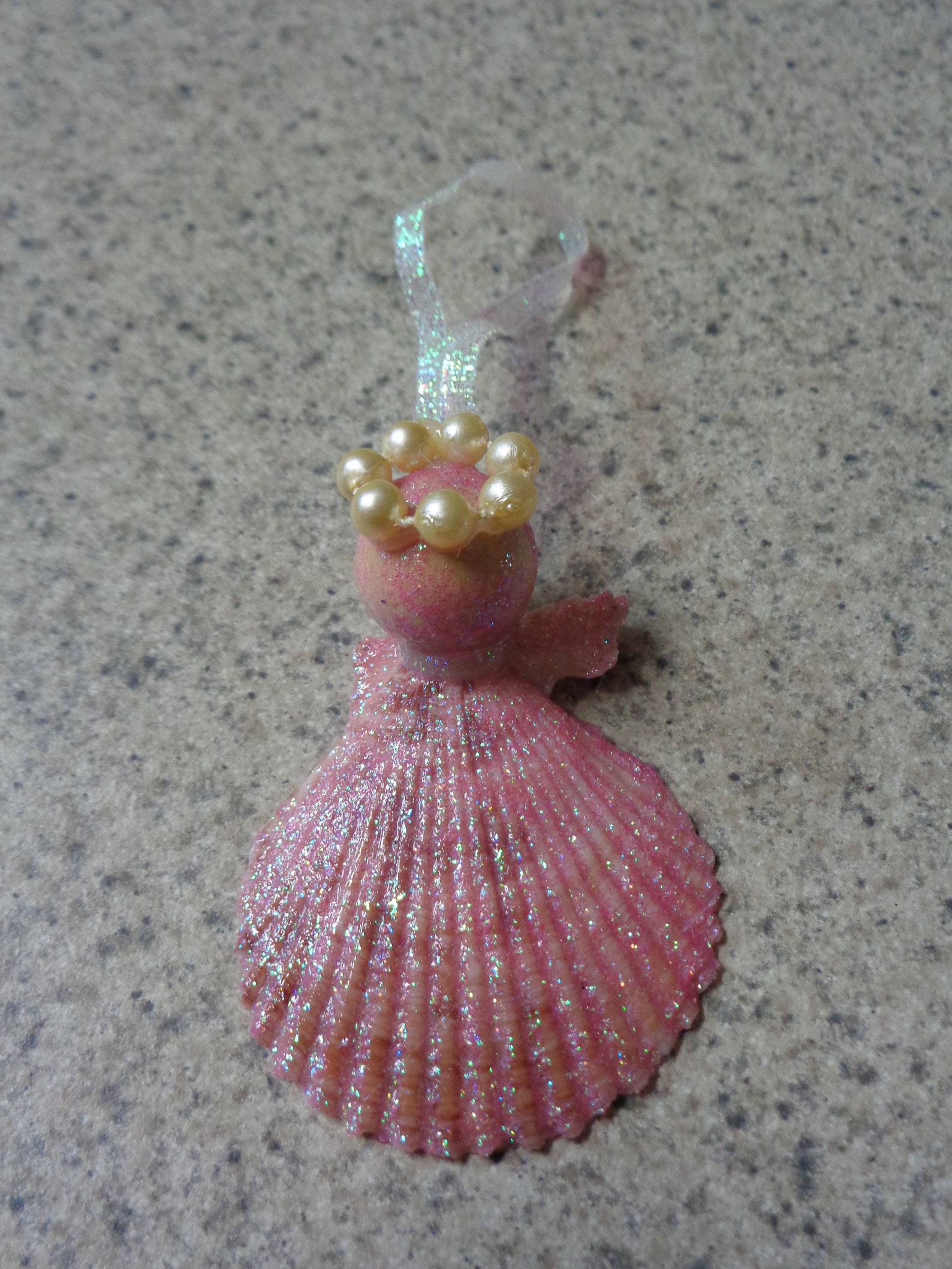 Pink Pectin Shell Angel Christmas Tree Ornament - Beach Tree Decoration ...