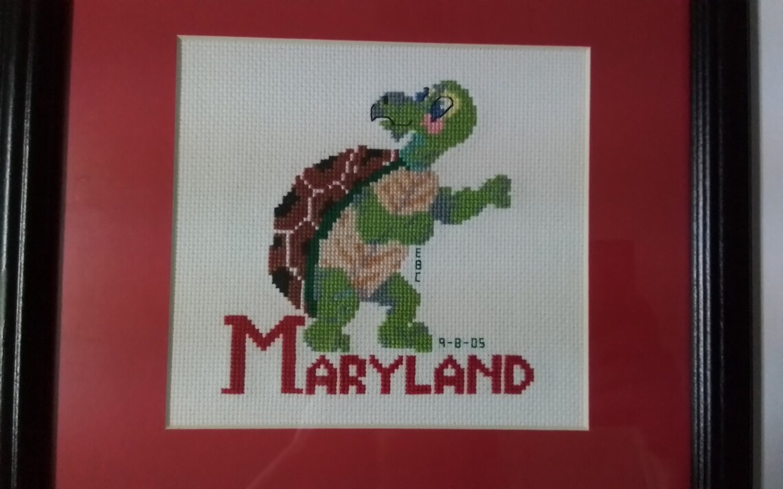 UMD, Testudo, Maryland Terrapin - Completed and Framed Cross Stitch ...