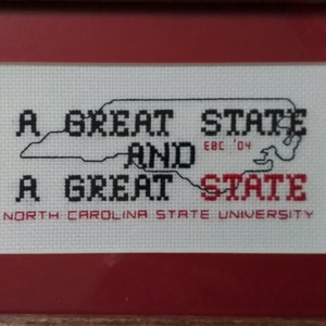 NCSU NC State A Great State Completed and Framed Cross Stitch Picture ...