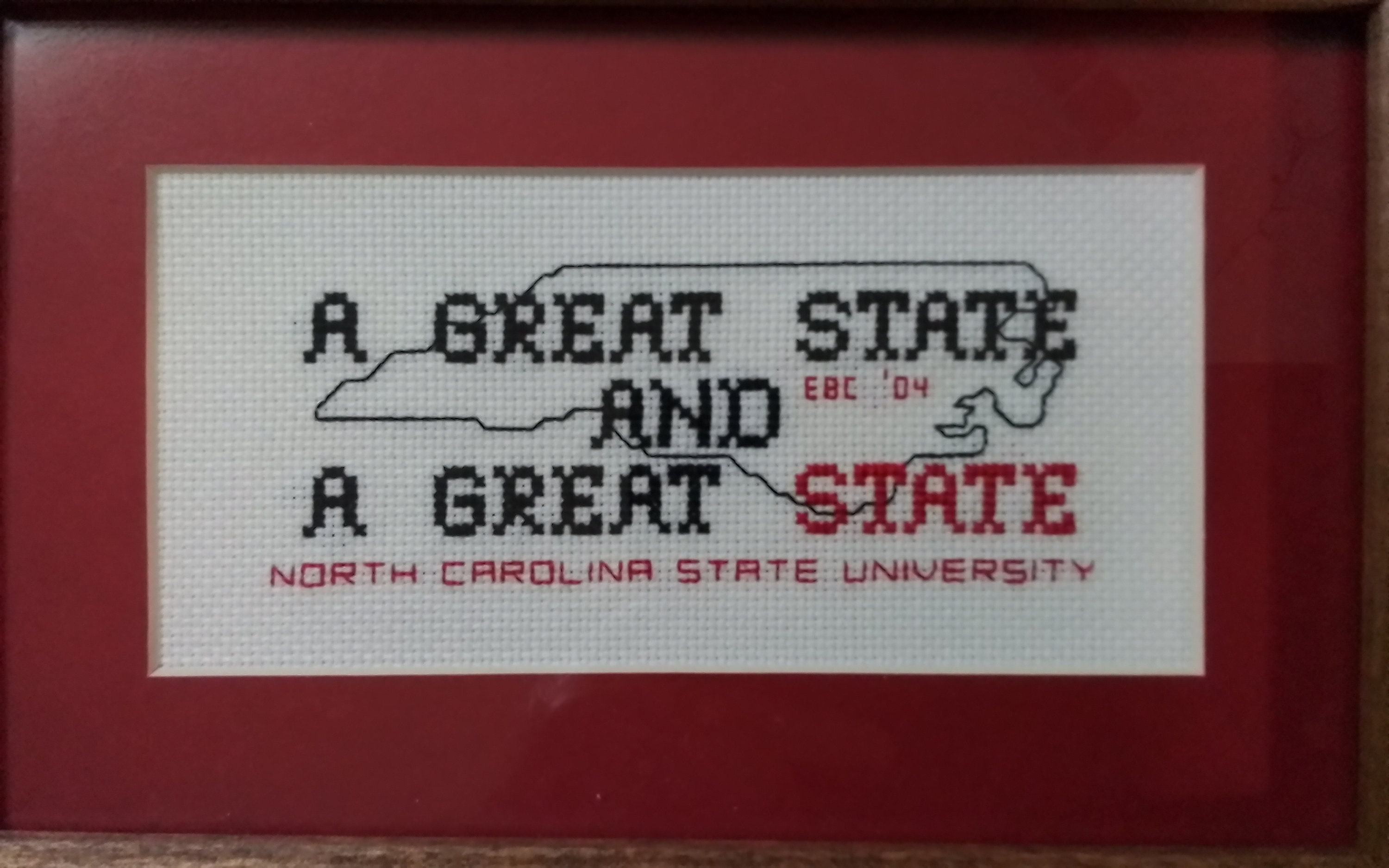 NCSU NC State A Great State Completed and Framed Cross Stitch Picture ...