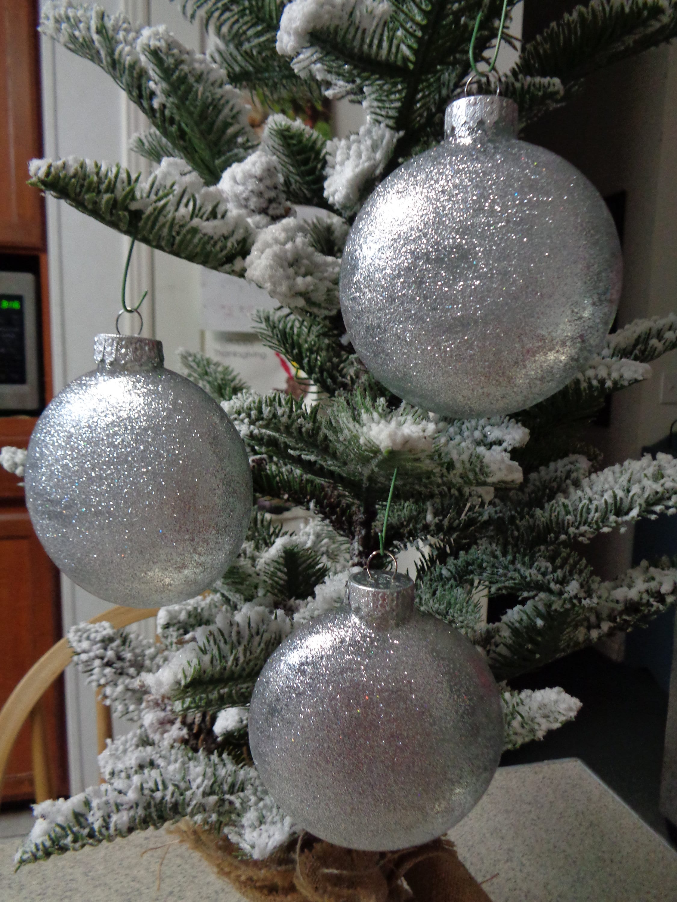 Set of 3 Silver Glass Orbs Christmas Tree Ornaments - Etsy