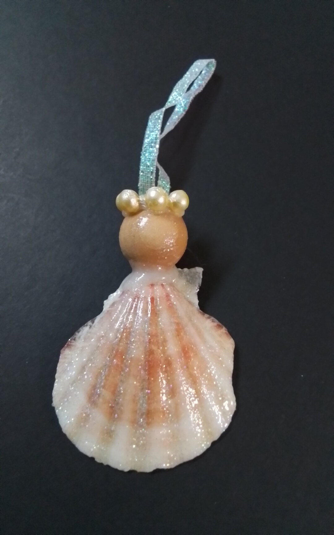 Small Iridescent Pectin Shell Angel Christmas Tree Ornament - Beach ...