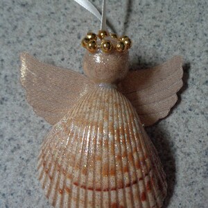 Large Iridescent Heart Cockle Shell Angel Christmas Tree Ornament ...