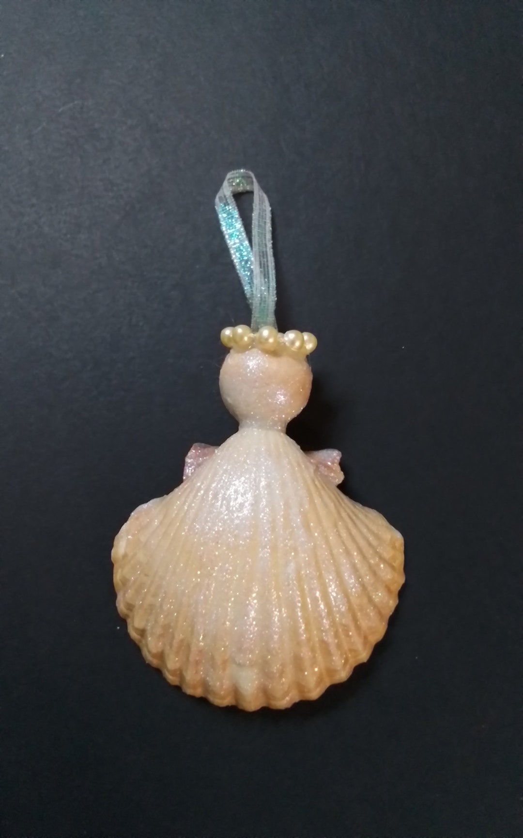 Medium Iridescent Shell Angel Christmas Ornament, Beach House Decor ...