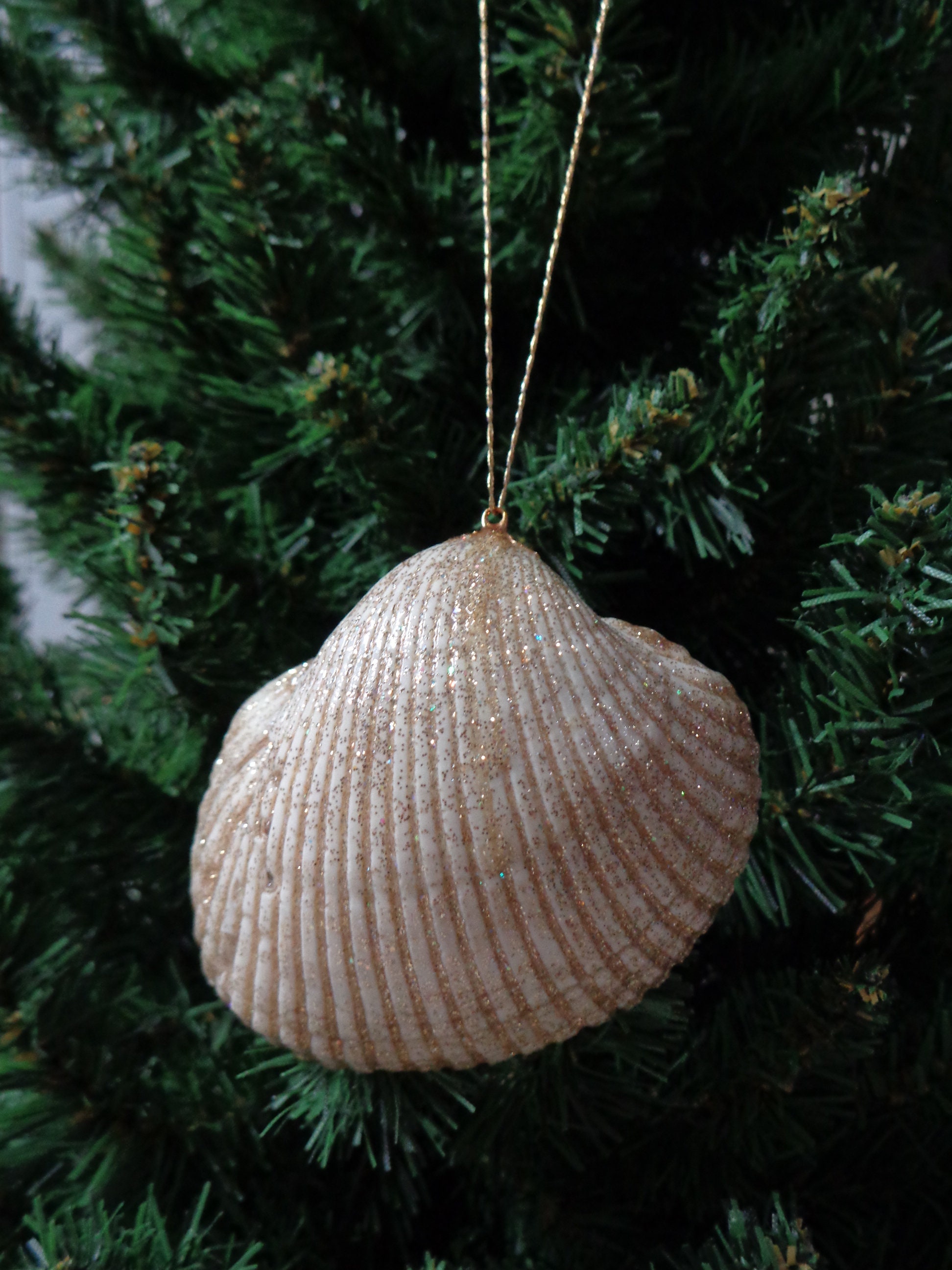 Large Glittery Shell Christmas Tree Ornament Decoration | Etsy