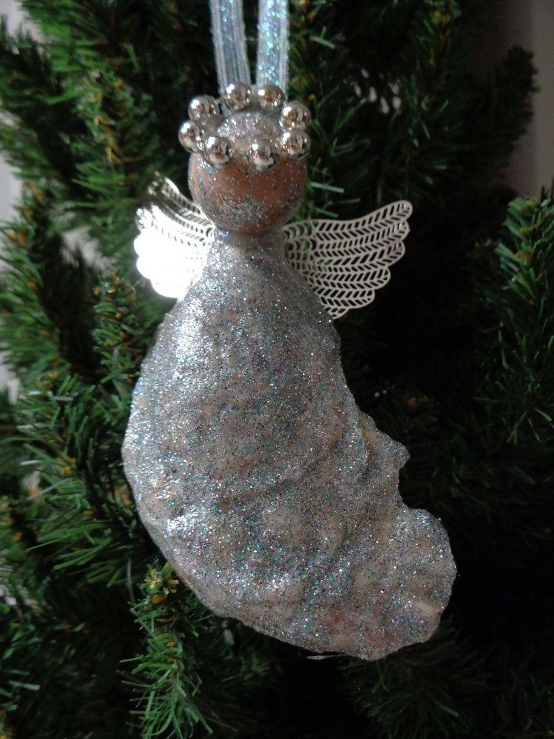 Silver Oyster Shell Angel Christmas Tree Ornament | Etsy