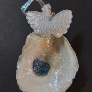 Iridescent Oyster Shell Angel Christmas Tree Ornament - Angel Tree ...