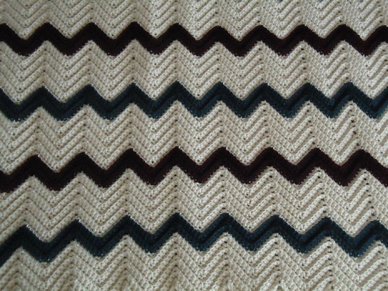 Off White Claret Cape Cod Blue Hand Crocheted Ripple | Etsy