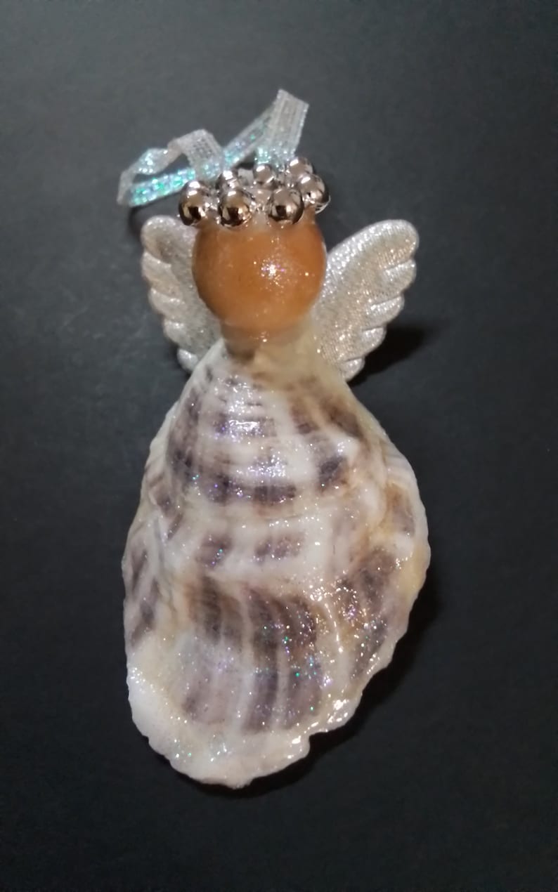 Iridescent Oyster Shell Angel Christmas Tree Ornament Angel Tree ...